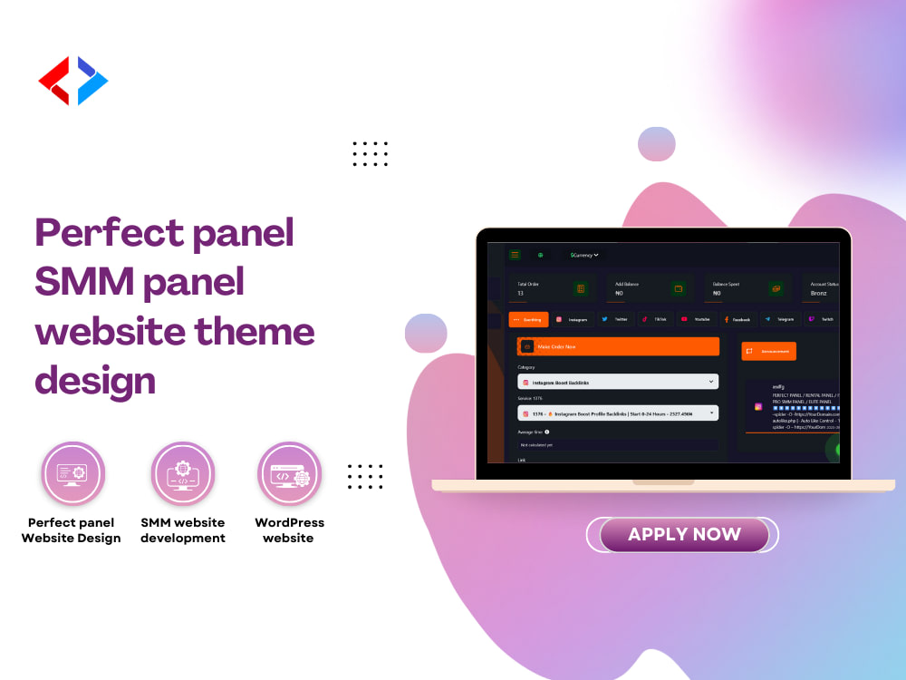Perfectpanel based SMM panel website theme design | Upwork