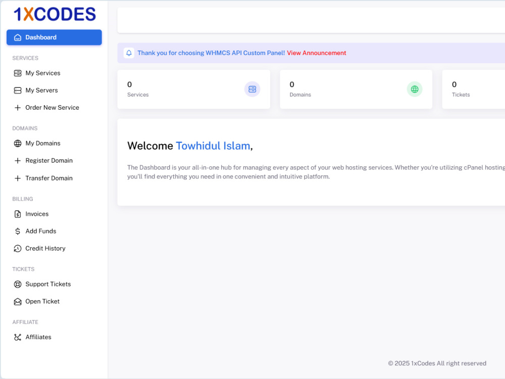 Whmcs api based custom client dashboard Laravel | Upwork