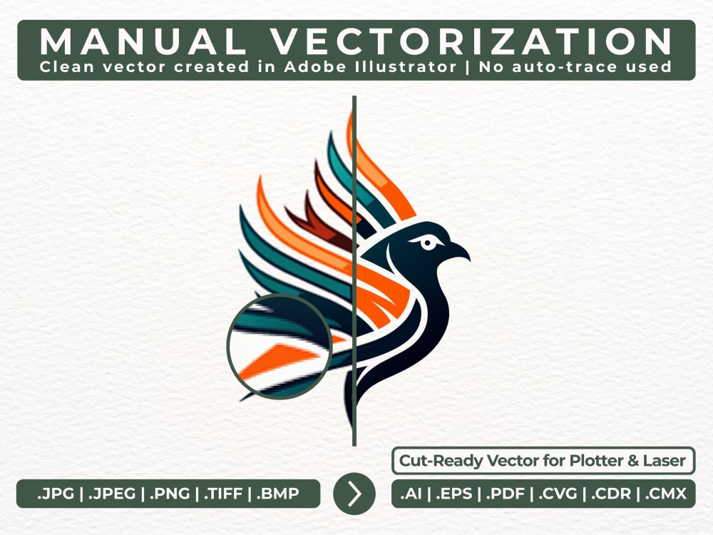 A manually vectorized logo, image or sketch in clean editable formats ...