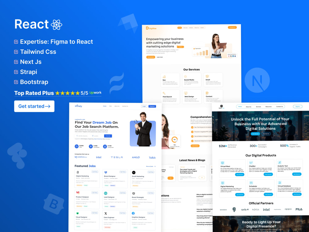 Figma to React.js App | Tailwind CSS | Next.js | Ant design and Bootstrap | Upwork