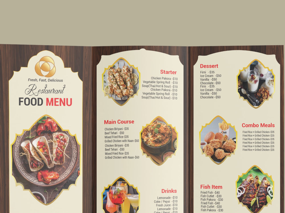 Design outstanding tri fold menu card | Upwork