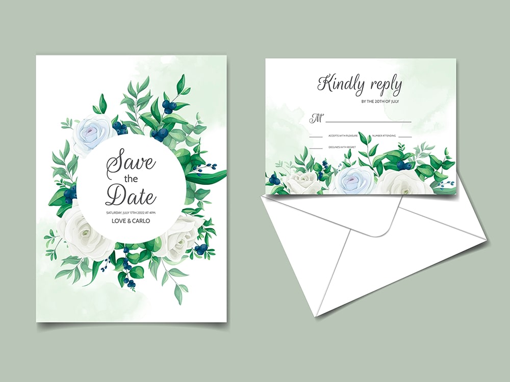 Custom wedding or birthday invitation design, for print and digital use ...