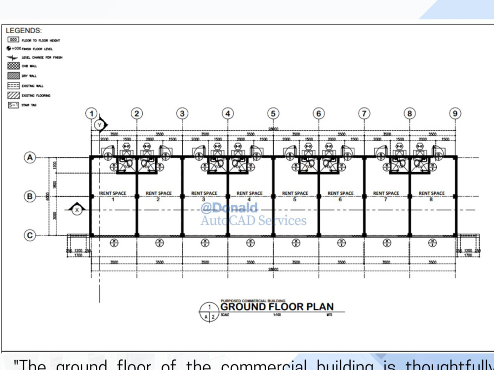 Modern Commercial Ground Floor Plan with 8 Retail Units Designed | Upwork