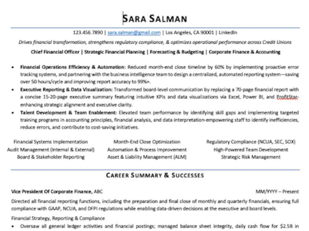 A specialized and tailored resume highlighting your core competencies ...