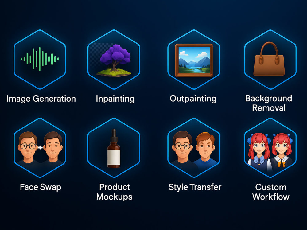 Custom AI visuals using generative tool (Face Swap, LoRA, Inpaint ...
