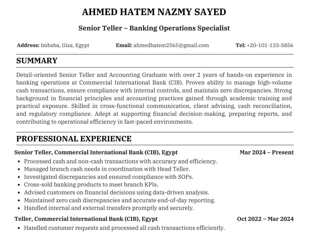 Professional CV in both Arabic and English | Upwork