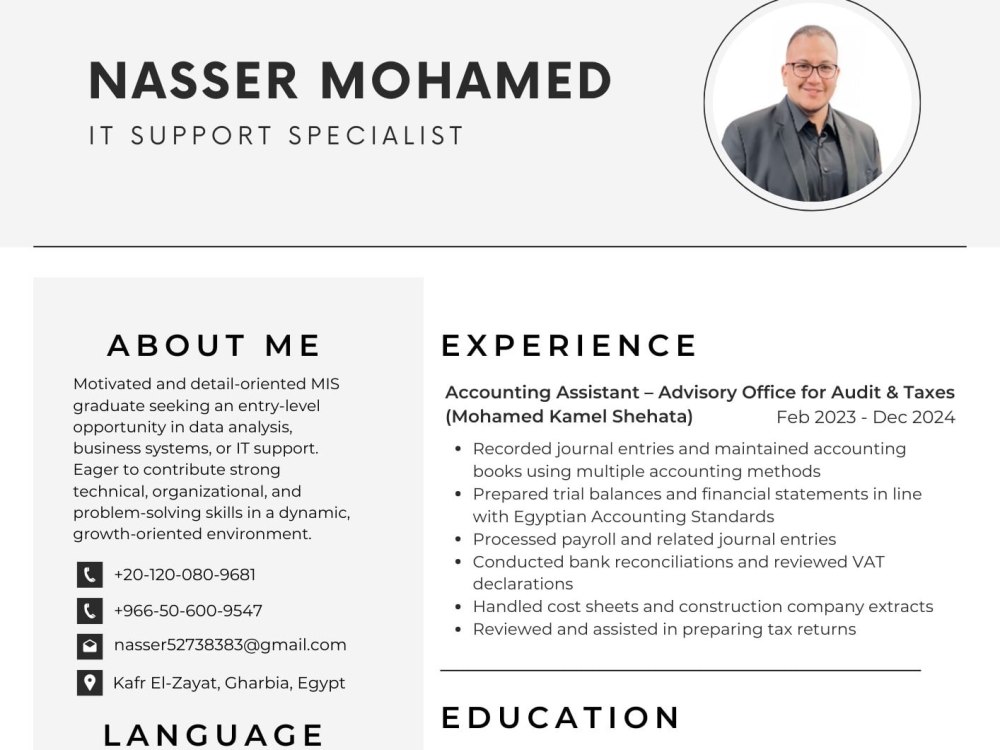 Professional CV in both Arabic and English | Upwork