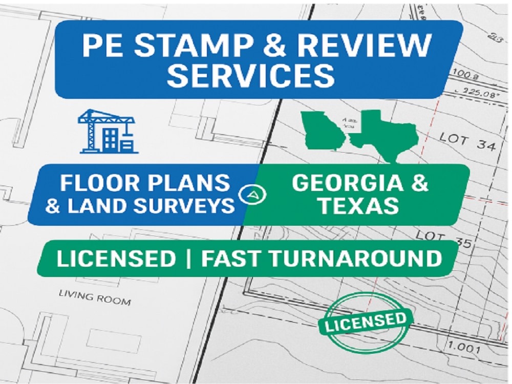 PE stamp land survey civil plans review Georgia Texas city permit ...