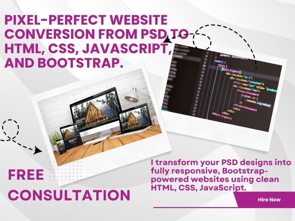 Pixel-perfect website from PSD to HTML, CSS, JavaScript, and Bootstrap | Upwork