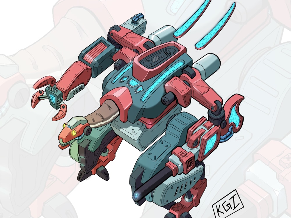 An anime mecha robot suit character concept | Upwork