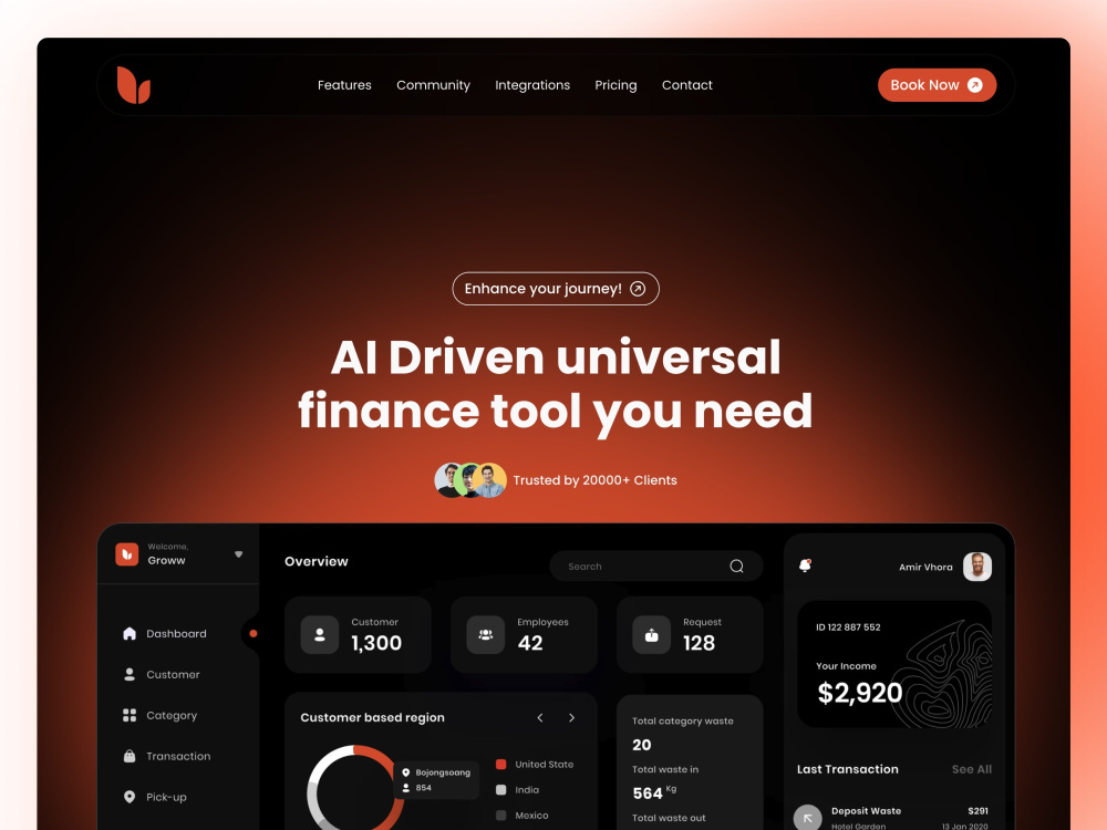Design a creative and unique SAAS Landing page with UIUX interaction | Upwork