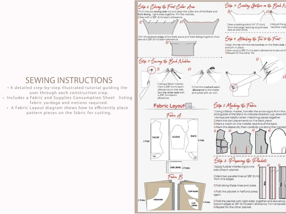 PDF Sewing Patterns + Grading + Step-by-Step Sewing Instructions | Upwork
