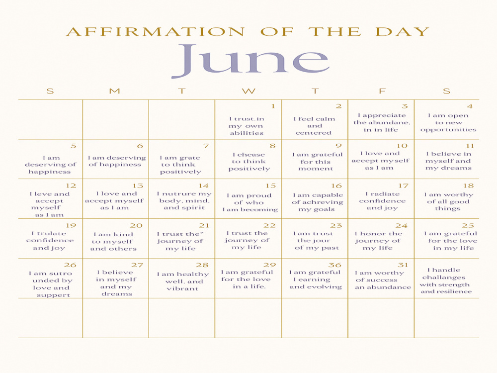Custom Digital Affirmation Calendar-Printable or Phone Format | Upwork