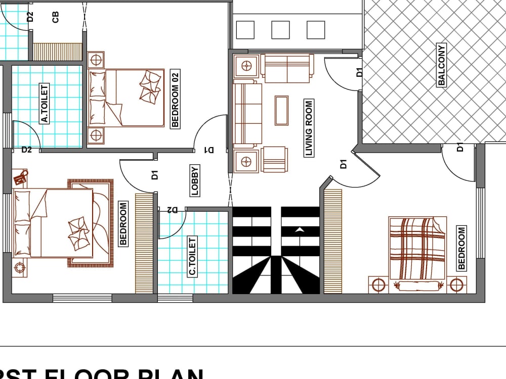 2d Residential House Plan | Upwork