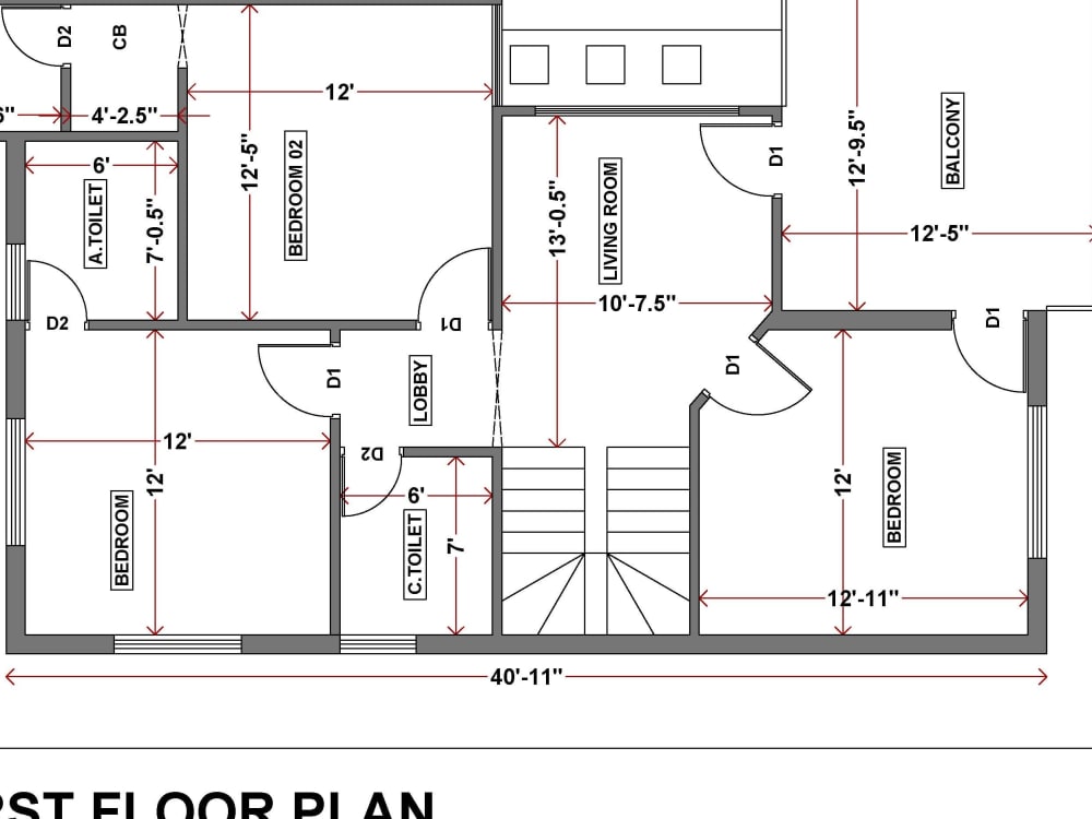 2d Residential House Plan | Upwork