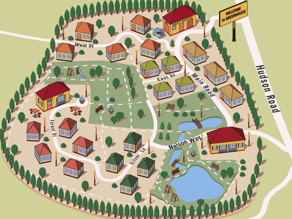 Map of cottage village in 3D style | Upwork