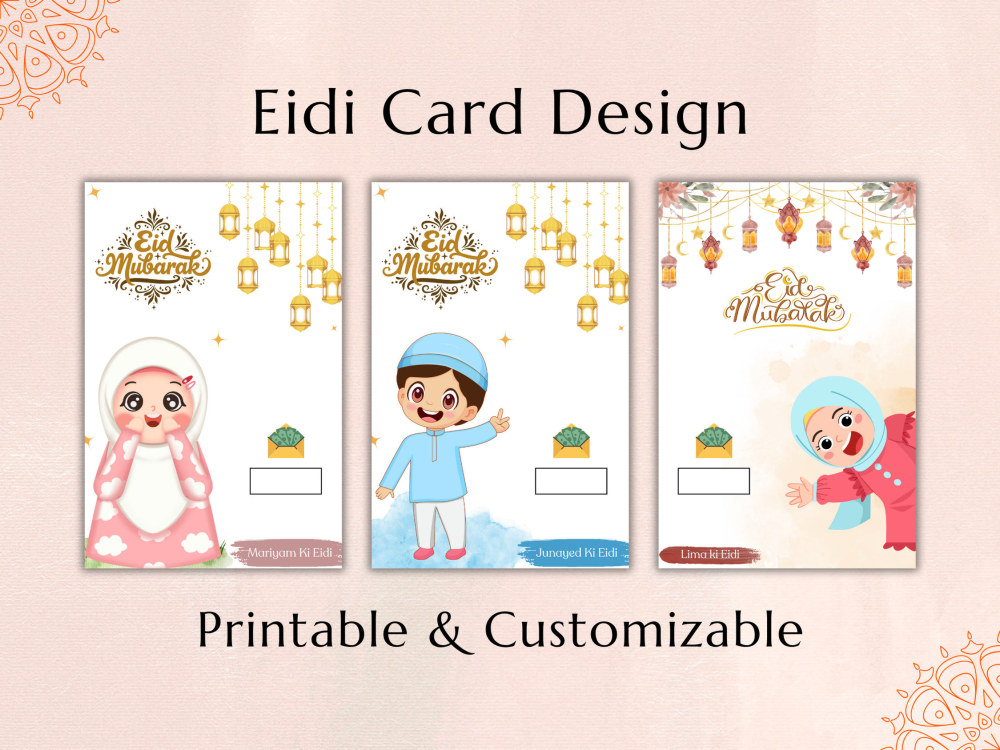 A Custom Eid Mubarak Greeting Card & Eidi Card Design | Upwork