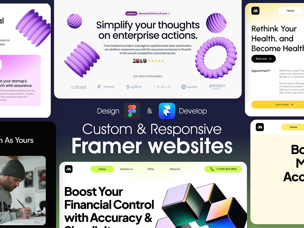 A responsive framer website design, landing page with animation | Upwork
