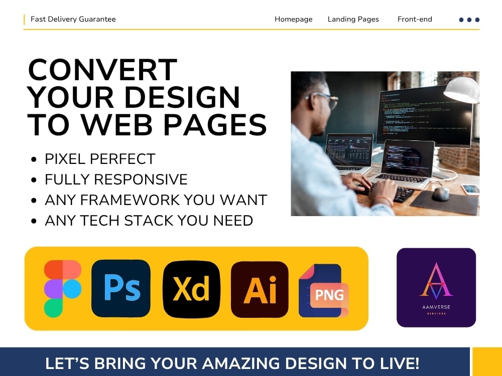Pixel Perfect Figma/XD to Responsive Web Page Conversion (HTML/CSS/JS) | Upwork