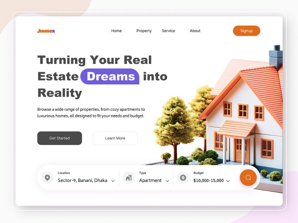 A custom real estate website with admin panel and property search | Upwork