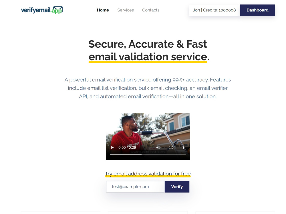 1 Million email verification credits to be used on verifyemail.app | Upwork