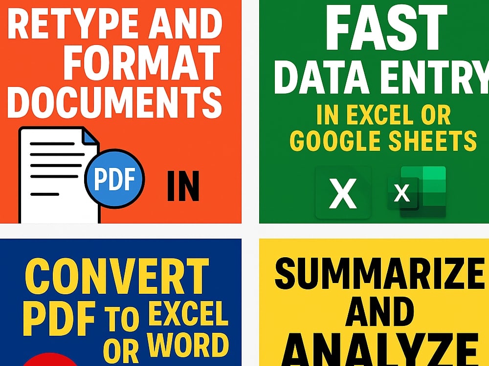 Fast and accurate data entry for excel/word/Google sheet. | Upwork