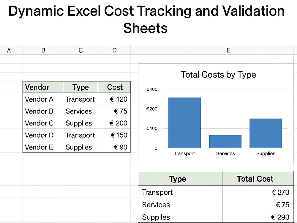 A dynamic Excel cost tracking and validation sheets | Upwork