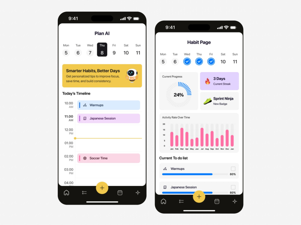 Clean, modern mobile UI screens designed to impress and work well. | Upwork