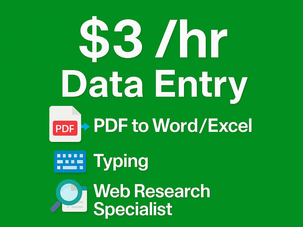 PDF to Word, Excel, Data Entry, Copy Paste & Web Research – $3/ hourly | Upwork