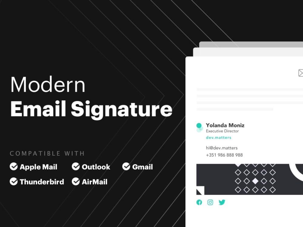 A modern HTML Email Signature Design | Clickable for Outlook, Gmail ...