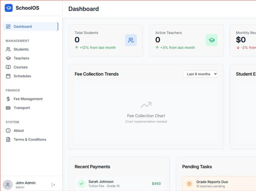 SchoolOS a school management system ( Golang and ReactJs ) | Upwork