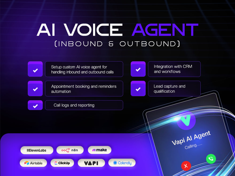 AI Voice Agent for Inbound & Outbound Calls with Vapi & ElevenLabs | Upwork