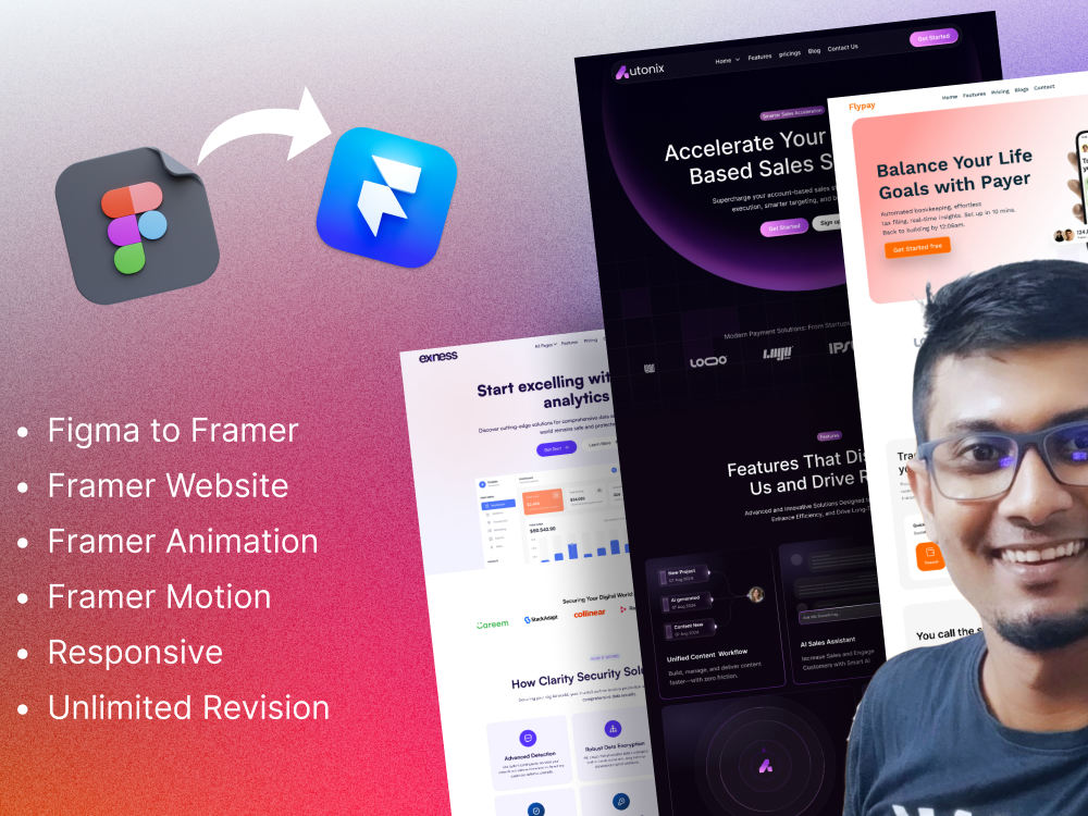 Stunning framer website, figma to framer conversion and landing page ...