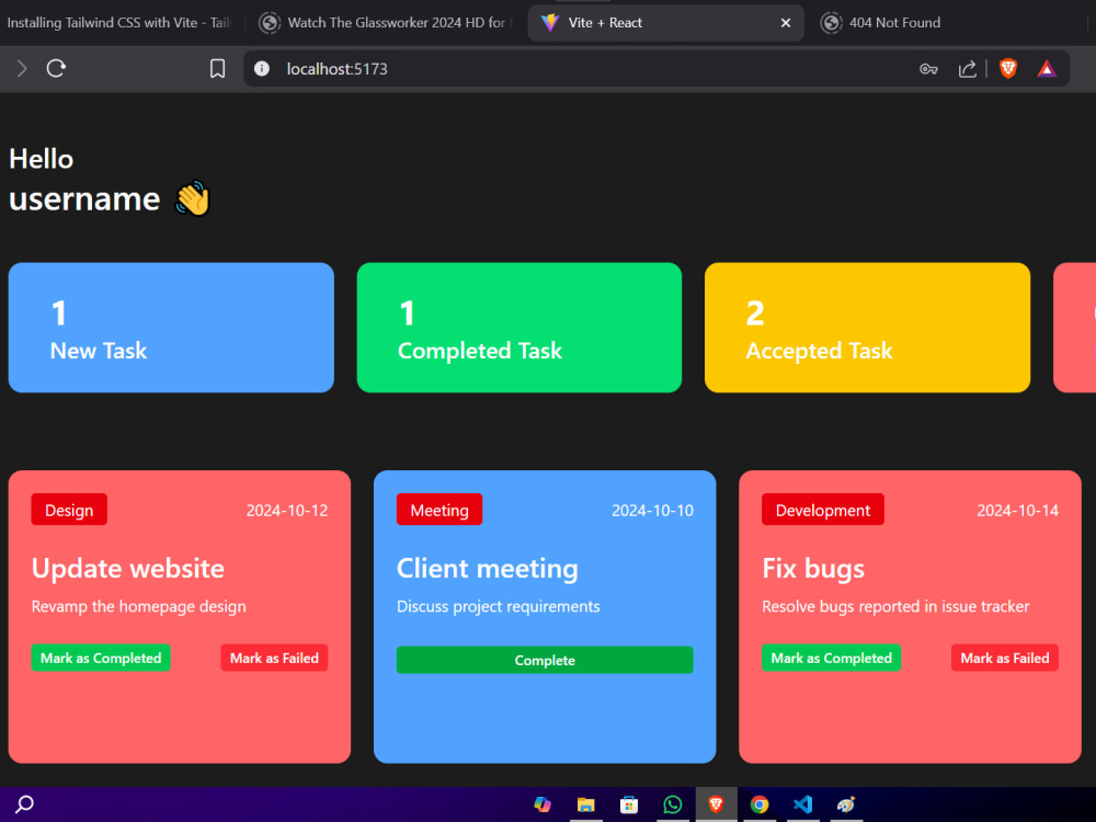 Custom Task Management Web App React & Tailwind Admin + Employee ...