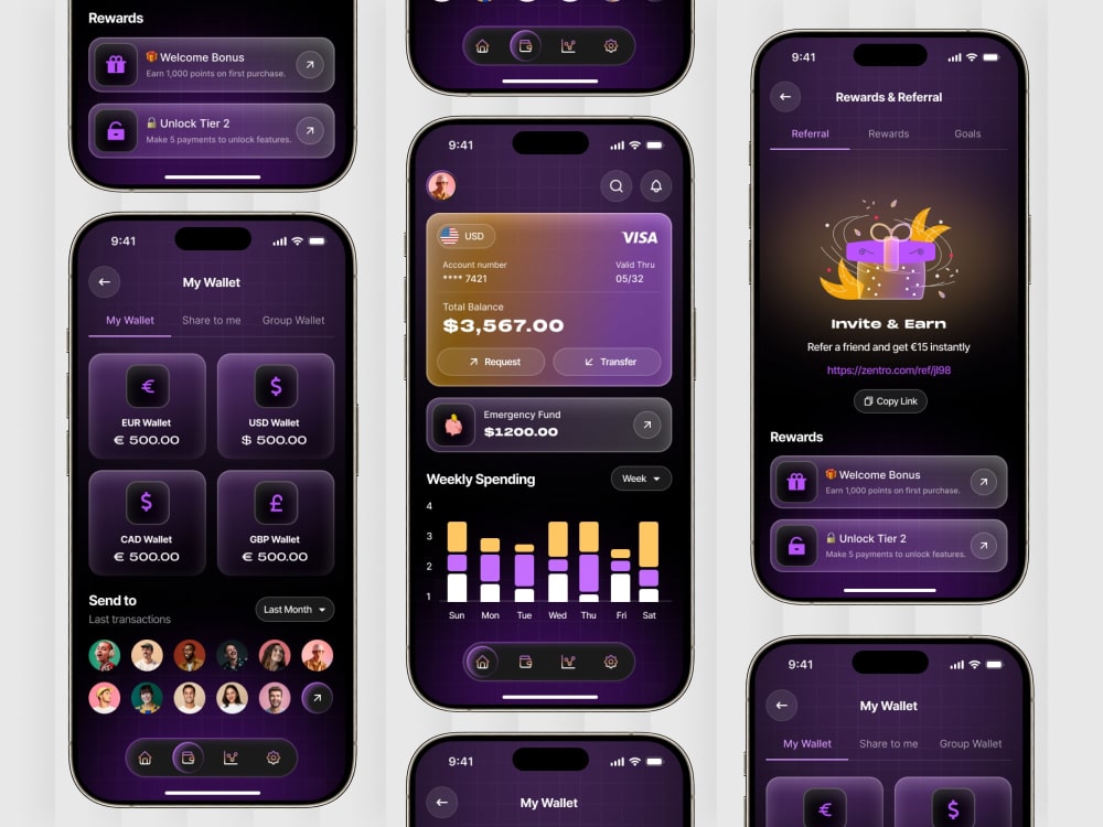 Modern mobile app UI UX design with a clean and high-quality visual ...