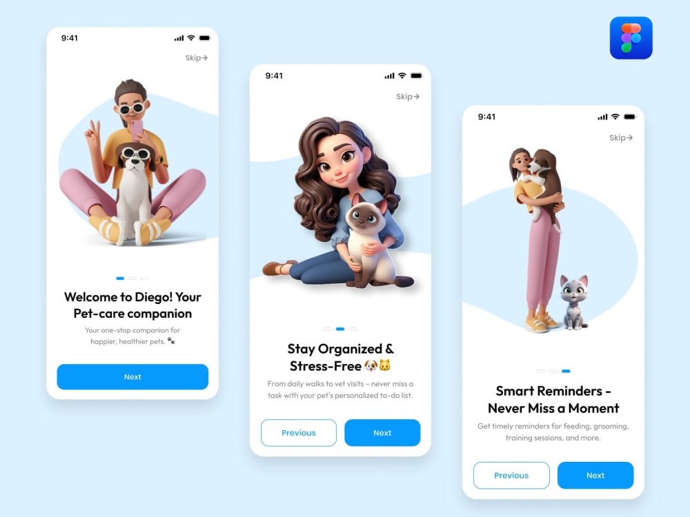 IOS and android mobile app intro and onboarding screens design in Figma | Upwork
