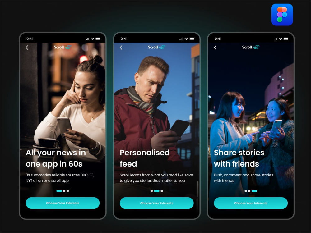IOS and android mobile app intro and onboarding screens design in Figma | Upwork
