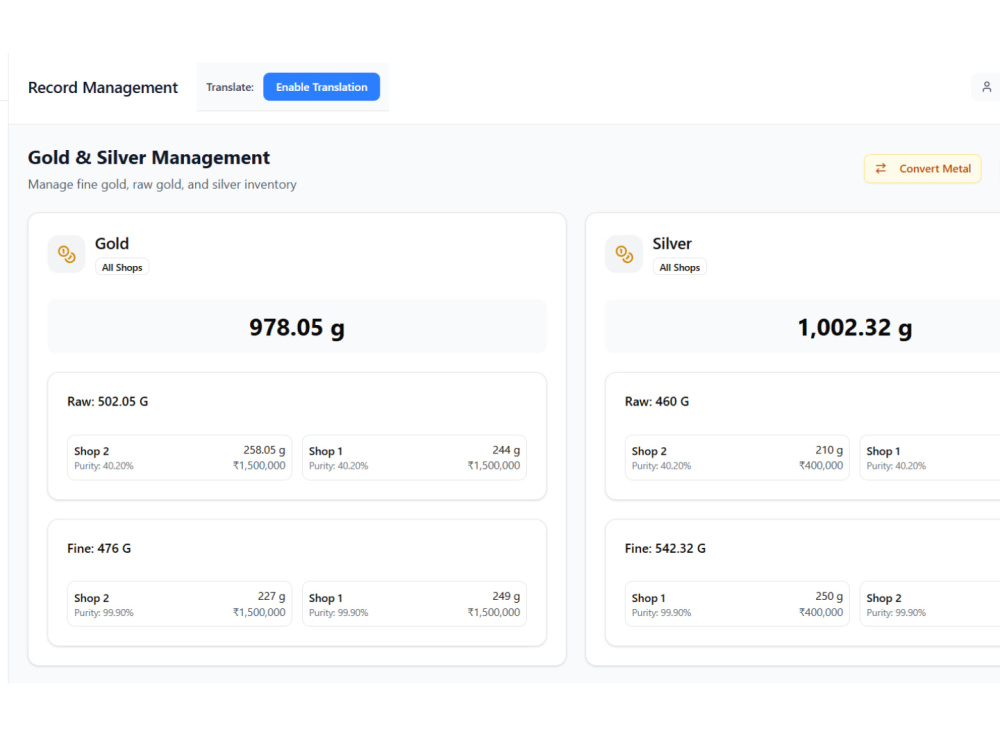 A complete gold & silver business management solution | Upwork
