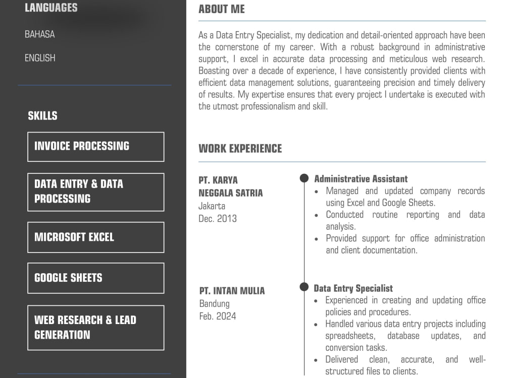 Data Entry Specialist, Excel, Google Sheets & Virtual Assistant | Upwork