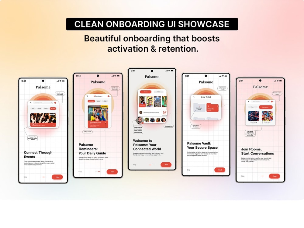 Cross-Platform Onboarding & Intro UI in Figma — iOS & Android Screens | Upwork
