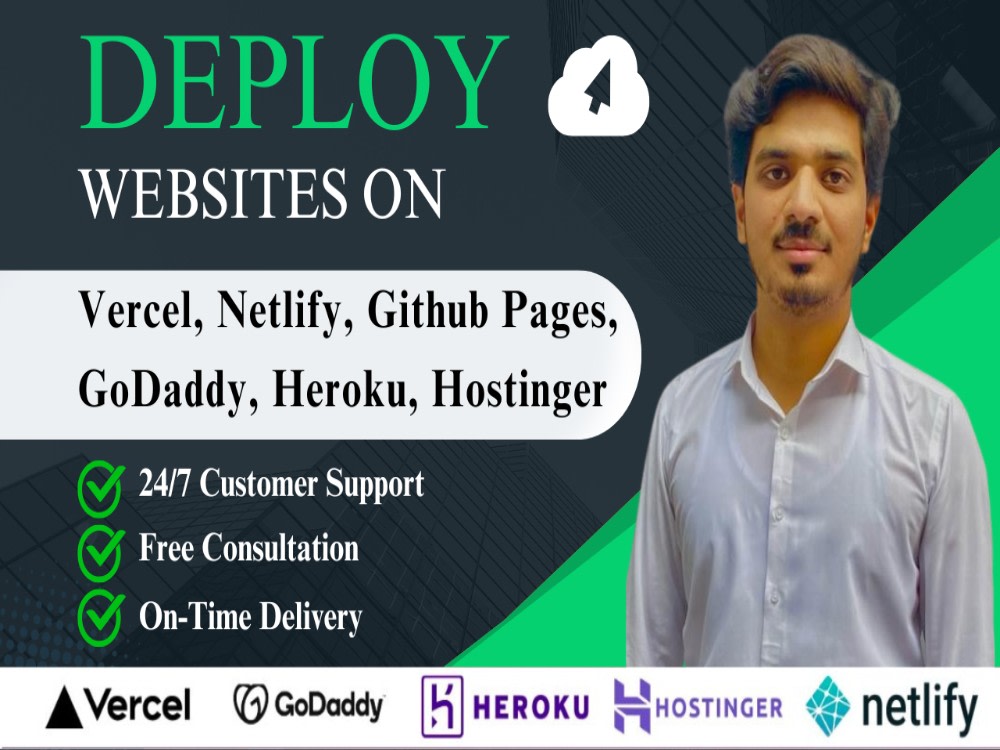 Deploy your react js, next js website to vercel, netlify and github | Upwork