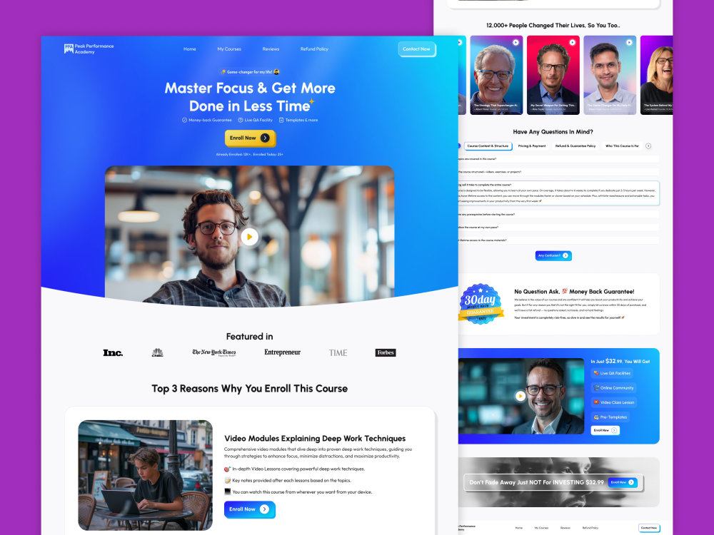 Conversion Focused Sales Funnel website Landing Page UI UX Figma Design ...