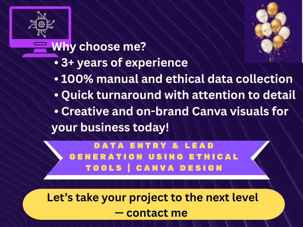 Data Entry & Lead Generation Using Ethical Tools | Canva Design | Upwork