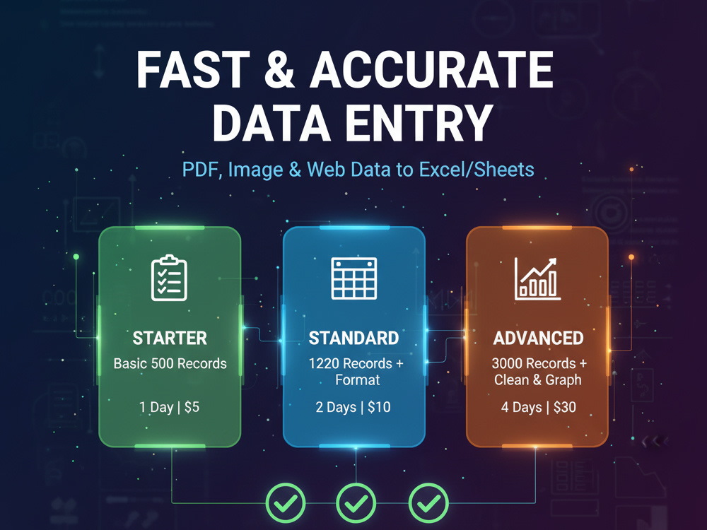 "I will accurately enter 500 records from documents into Excel/Sheets fast" | Upwork