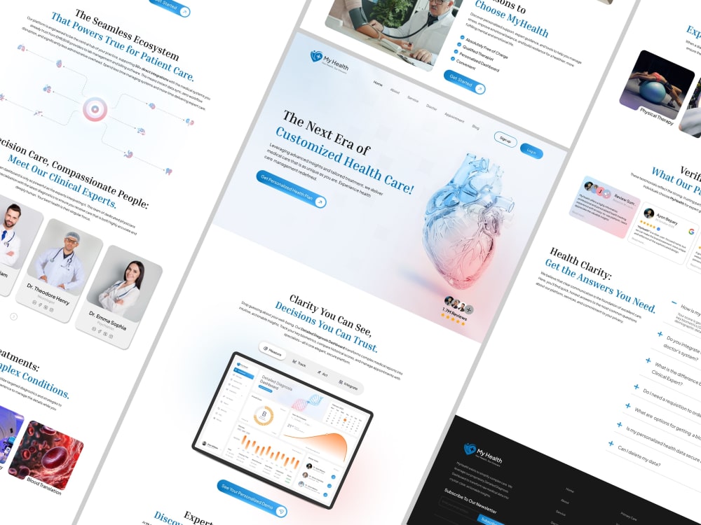 Healthcare Medical Digital Health Website Landing Page Dashboard UI ...