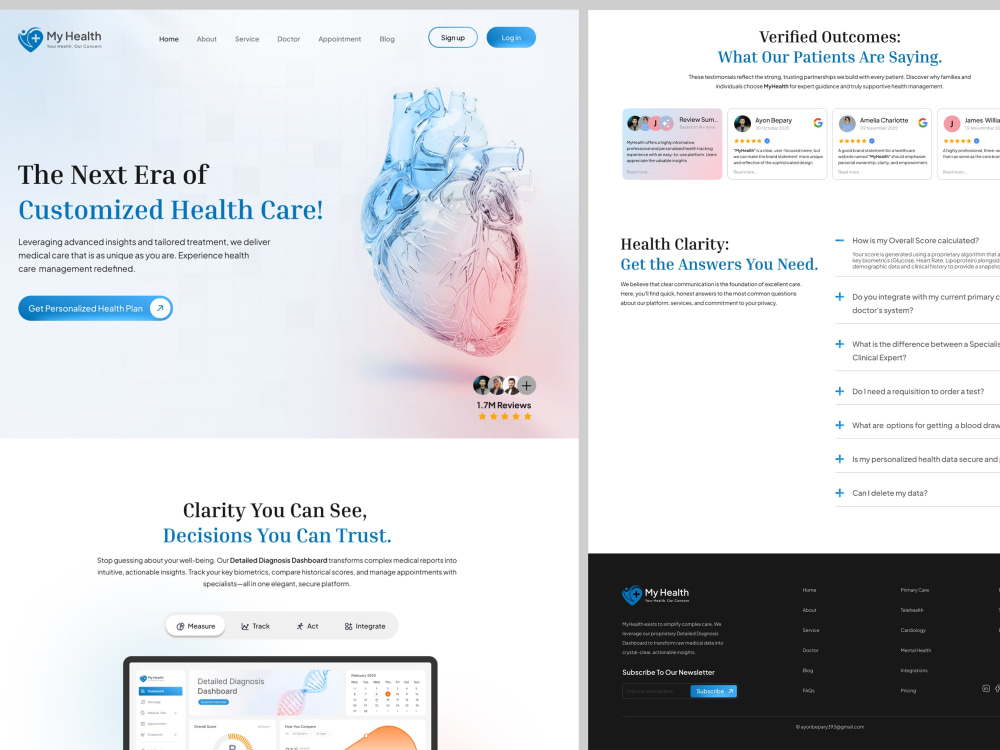 Healthcare Medical Digital Health Website Landing Page Dashboard UI ...