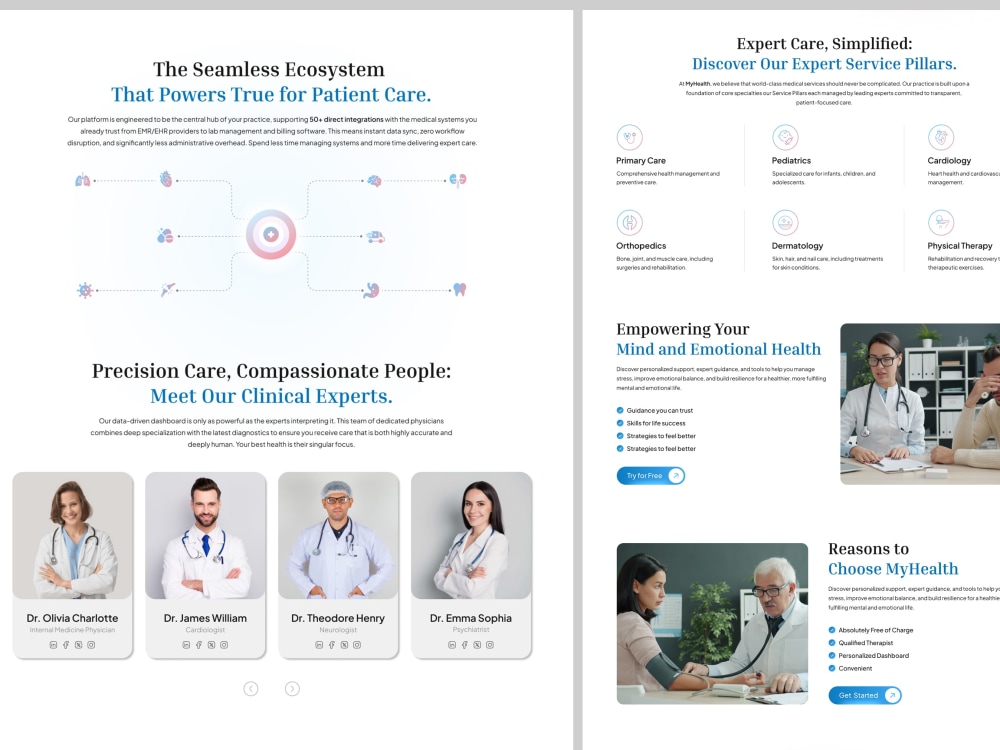 Healthcare Medical Digital Health Website Landing Page Dashboard UI ...