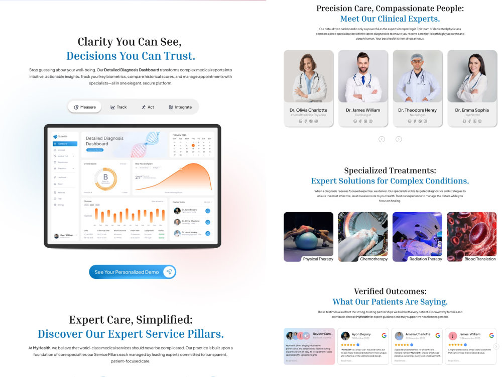 Healthcare Medical Digital Health Website Landing Page Dashboard UI ...
