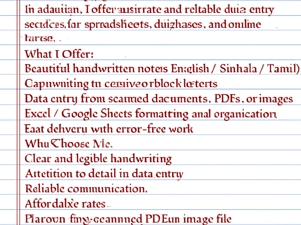 Accurate Data Entry and Handwritten Notes Service | Upwork