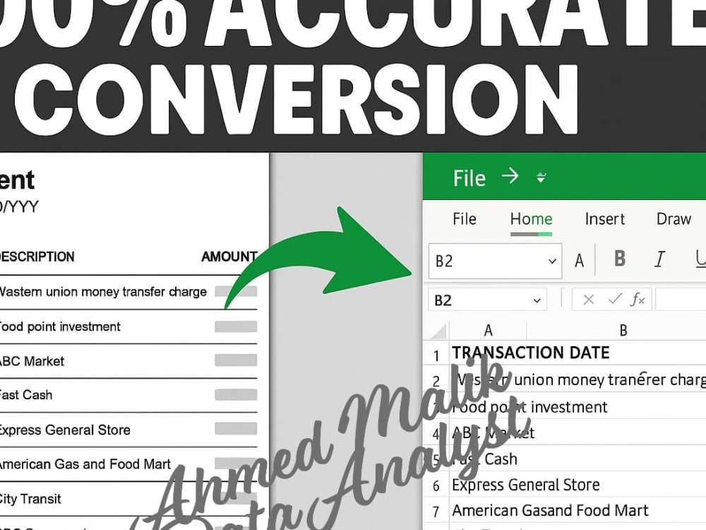 PDF Bank Statements Converted to Clean Excel or CSV Format” | Upwork
